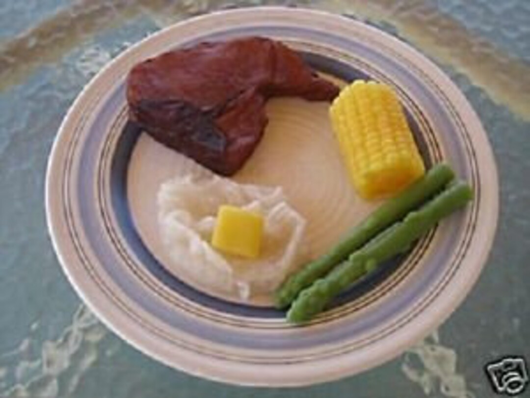Wax Pork Chop Dinner With Corn on Cob, Mashed Potatoes, Asparagus Wax ...