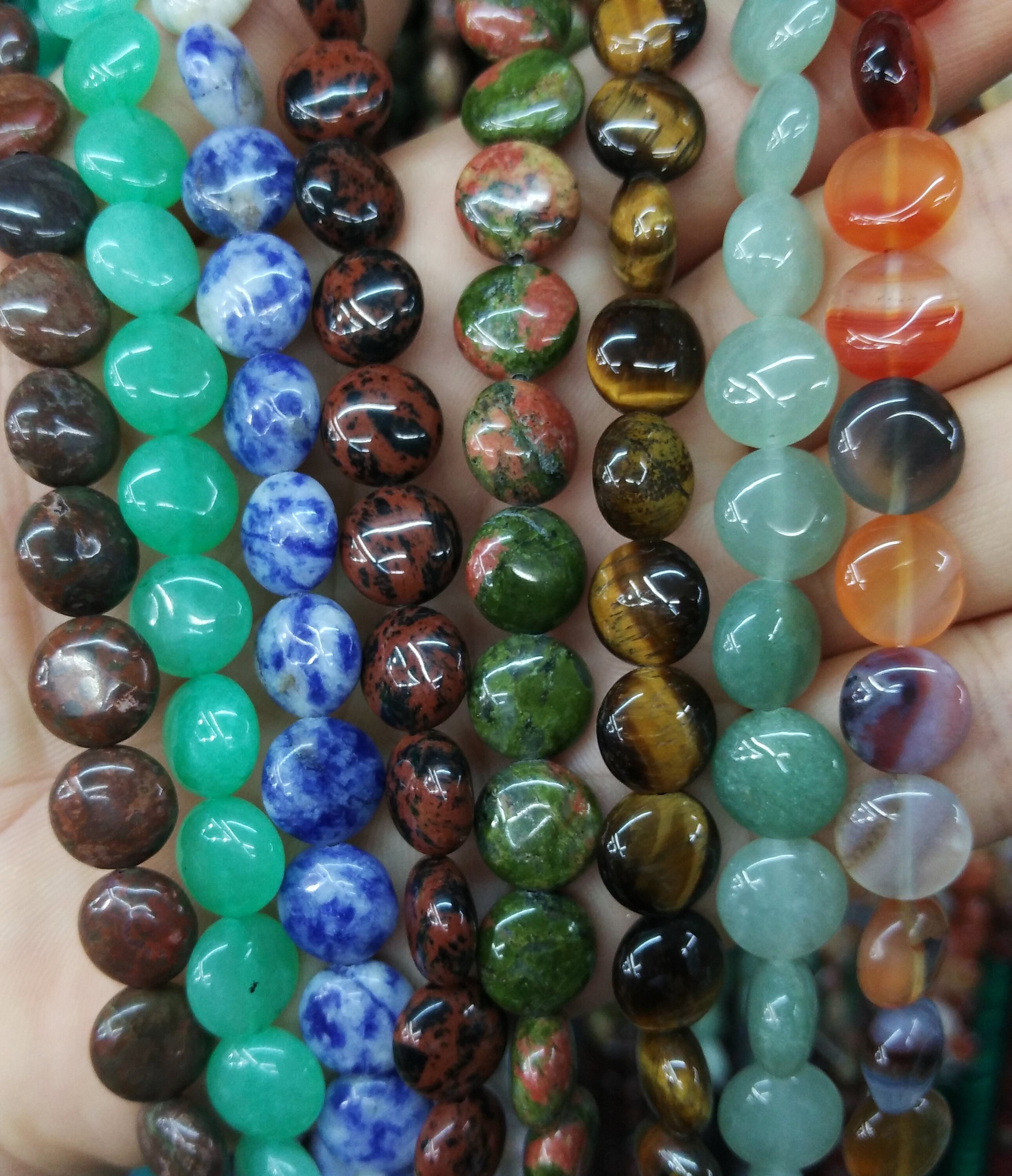 10mm Stone Round Coin BeadsRound Disc beads green | Etsy