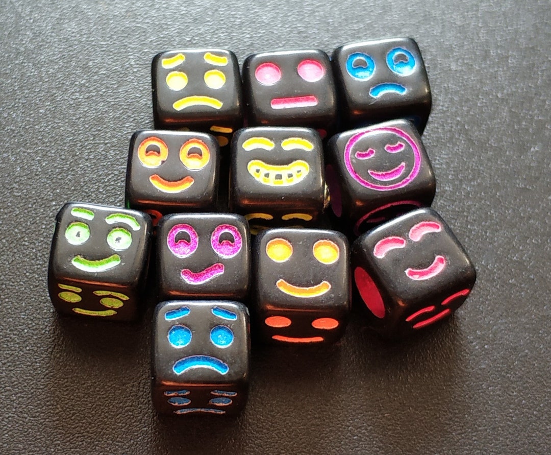 200pcs of 6x6x6mm Black Acrylic Emotion or Heart Beads,neon Rainbow ...