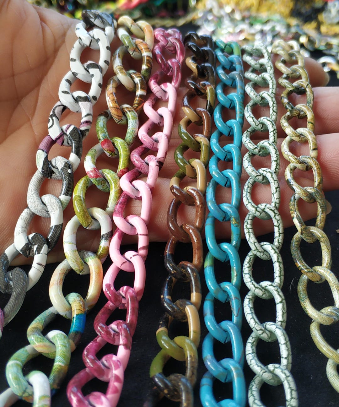 Cadena de aluminio de 3 pies, anillos ovalados planos, anillos abiertos ...