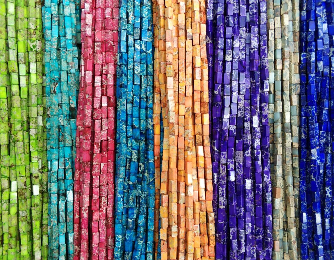 48cs/str 4x4x8mm Sea Sediment Stone Square Tube Beadsroyal | Etsy