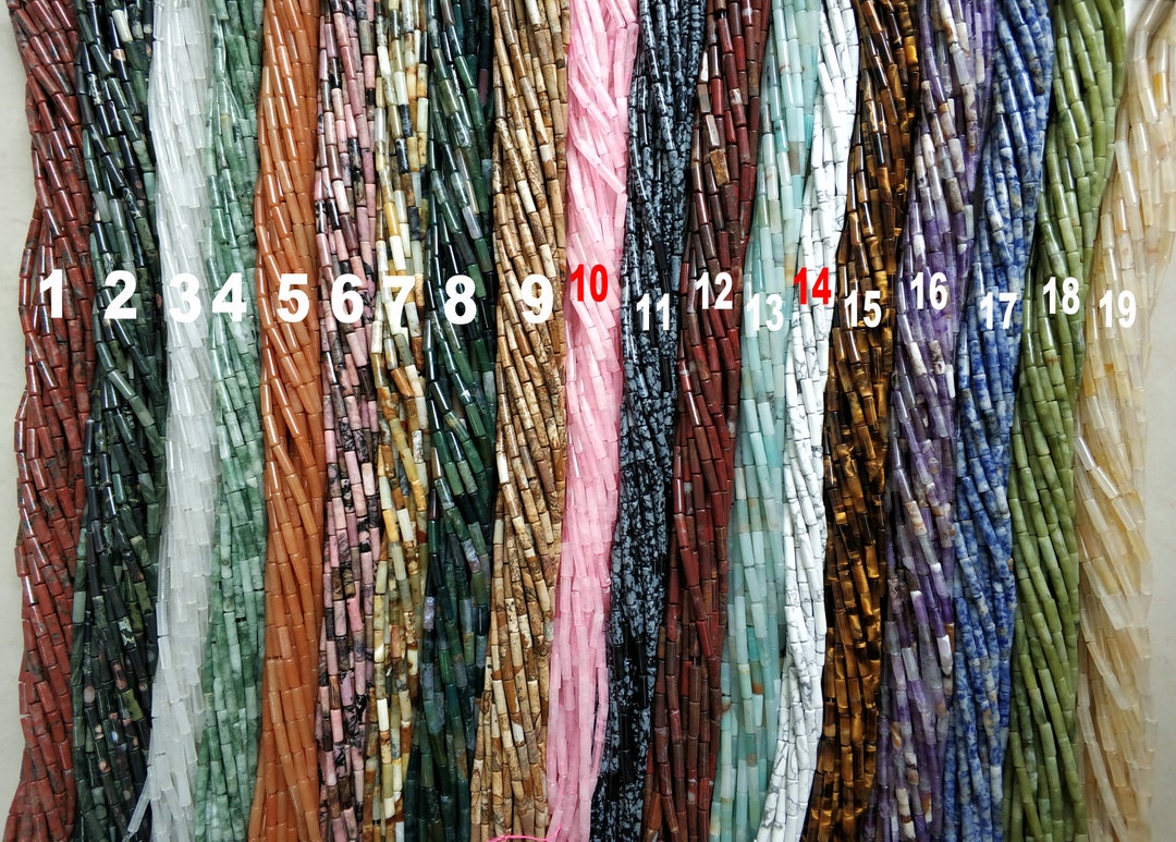 30cs/str- 4x13mm Stone Tube Beads,strawberry,pink Aventurine,amazonite ...
