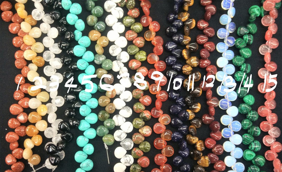 33pcs/strand- Top Drilled Teardrop Beads, 10x11mm Stone Briolette Beads ...