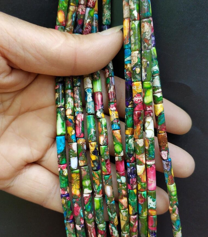 30csstr 4x13mm Sea Sediment Tube Beads Red Coralblue Etsy