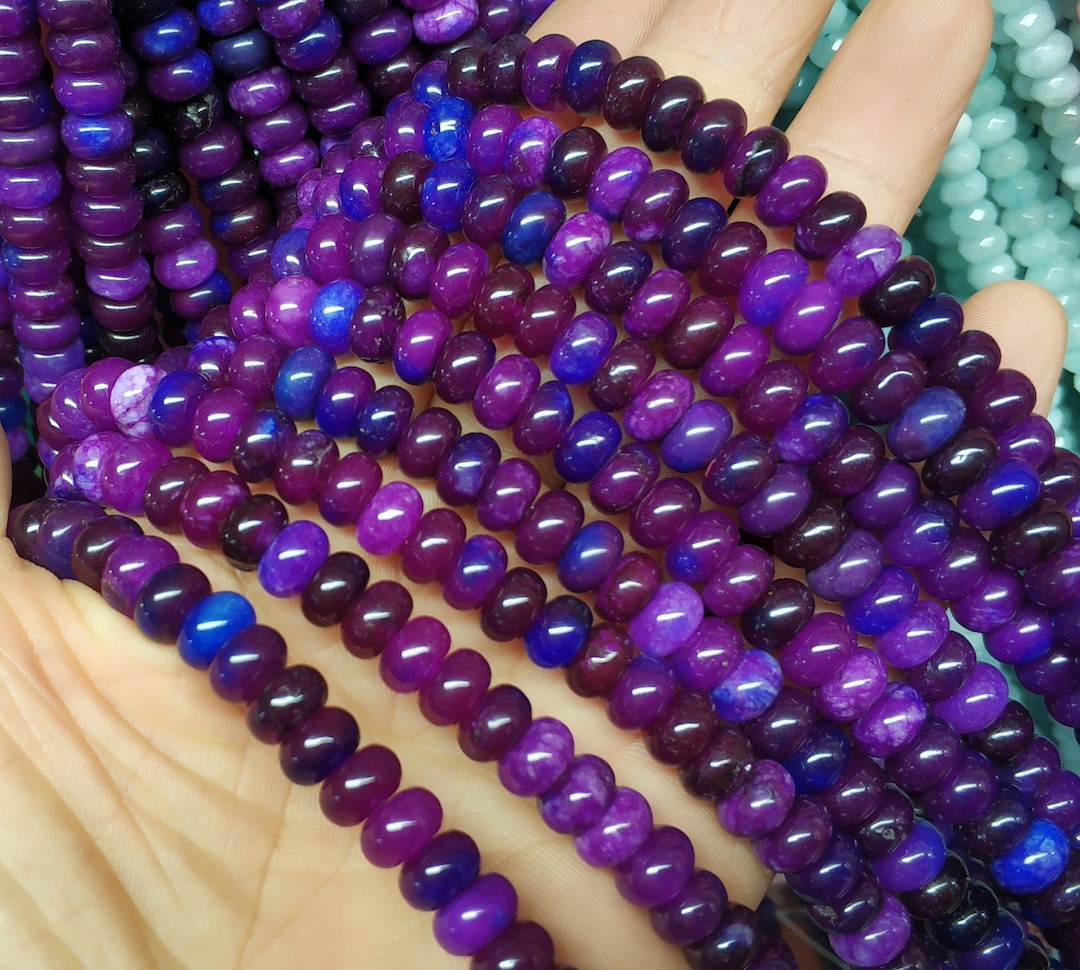 Fuchsia Purple Stone 5x8mm Smooth Rondelles,purple Stone Rondelles ...