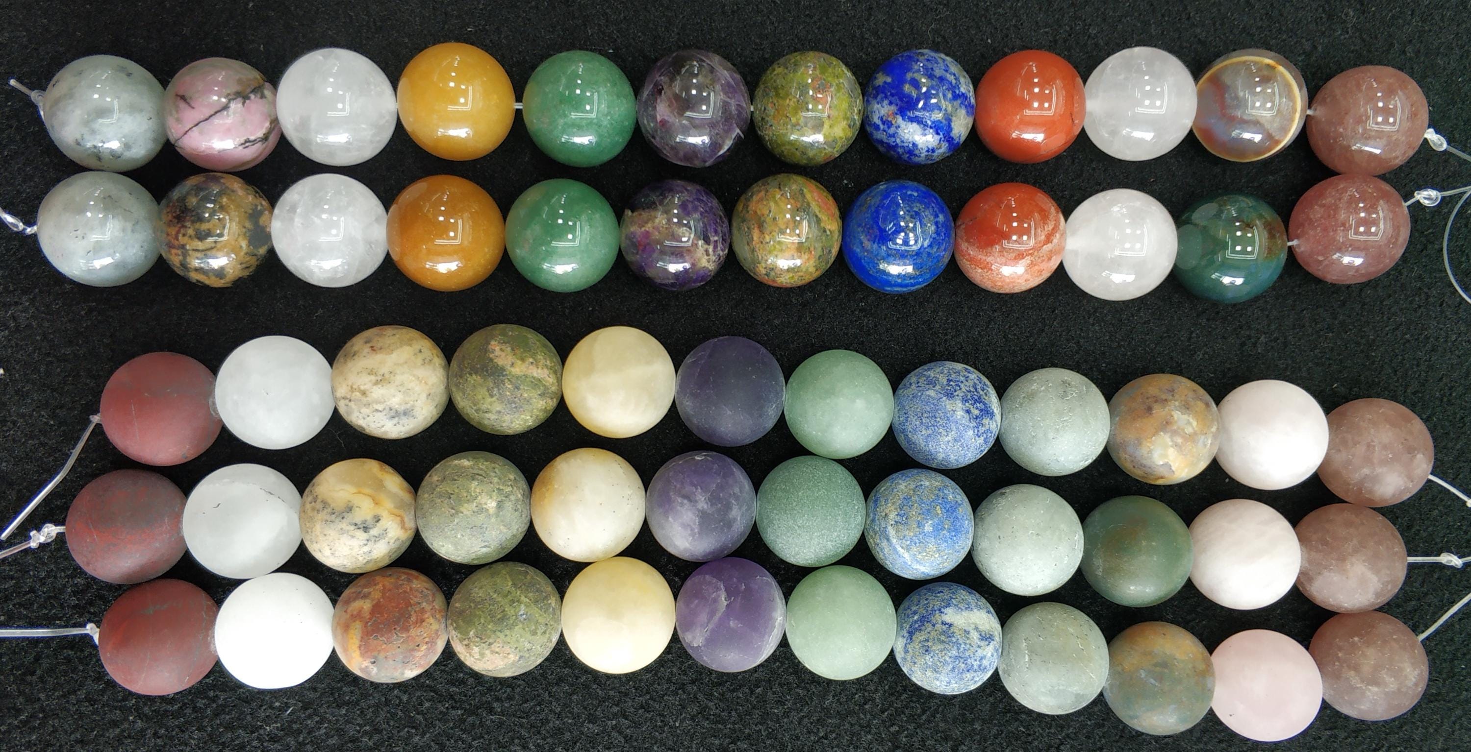 Hole Drilled - Mixed Stones 20mm Round Ball Bracelet,20mm Big Round ...