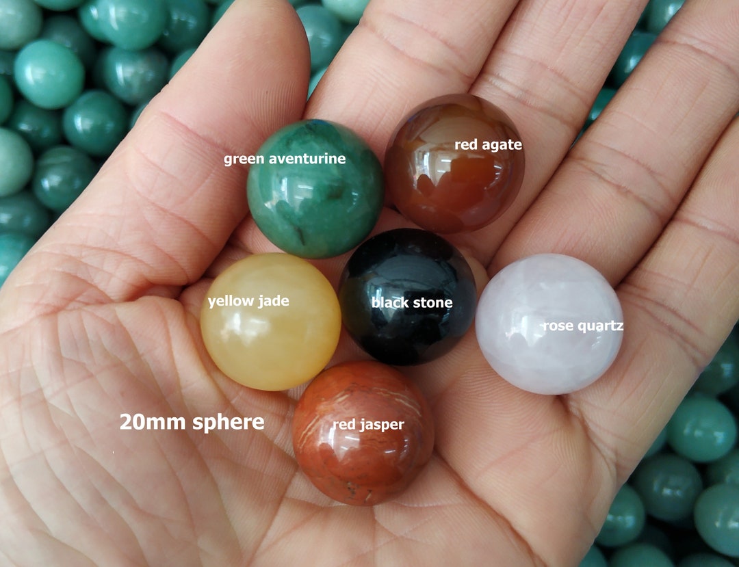 5pcs NO HOLE- 20mm Natural Stone Sphere Ball,marbles, Stone Round Ball ...