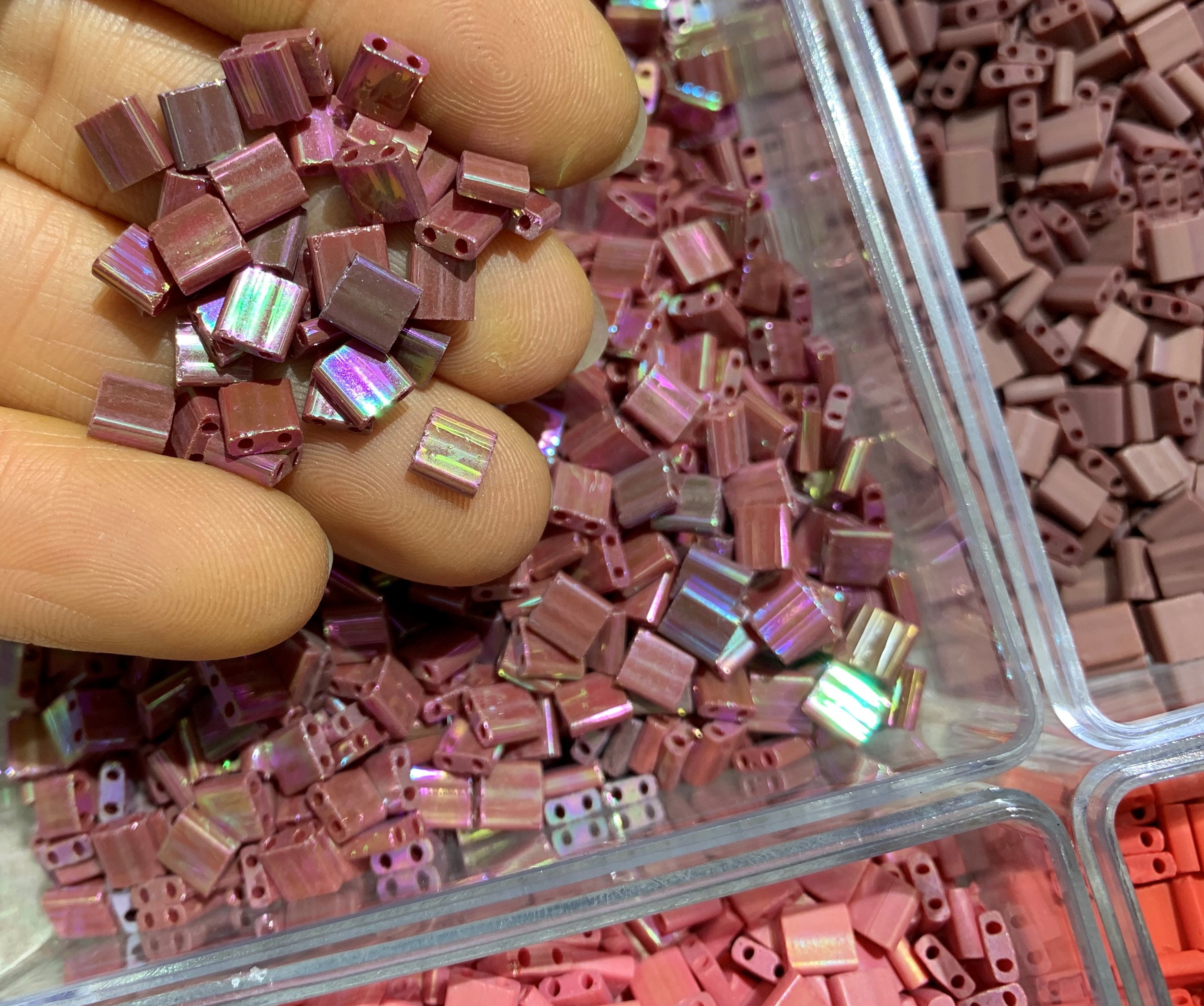 200pcs/lot Large Tila BeadsGlass 5x5mm Square Beads with 2 | Etsy