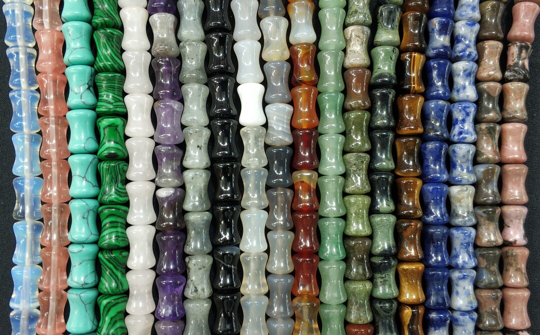 19 Stones -8x12mm Bamboo Shape Stone Tube Beads, Bone Shape Beads ...