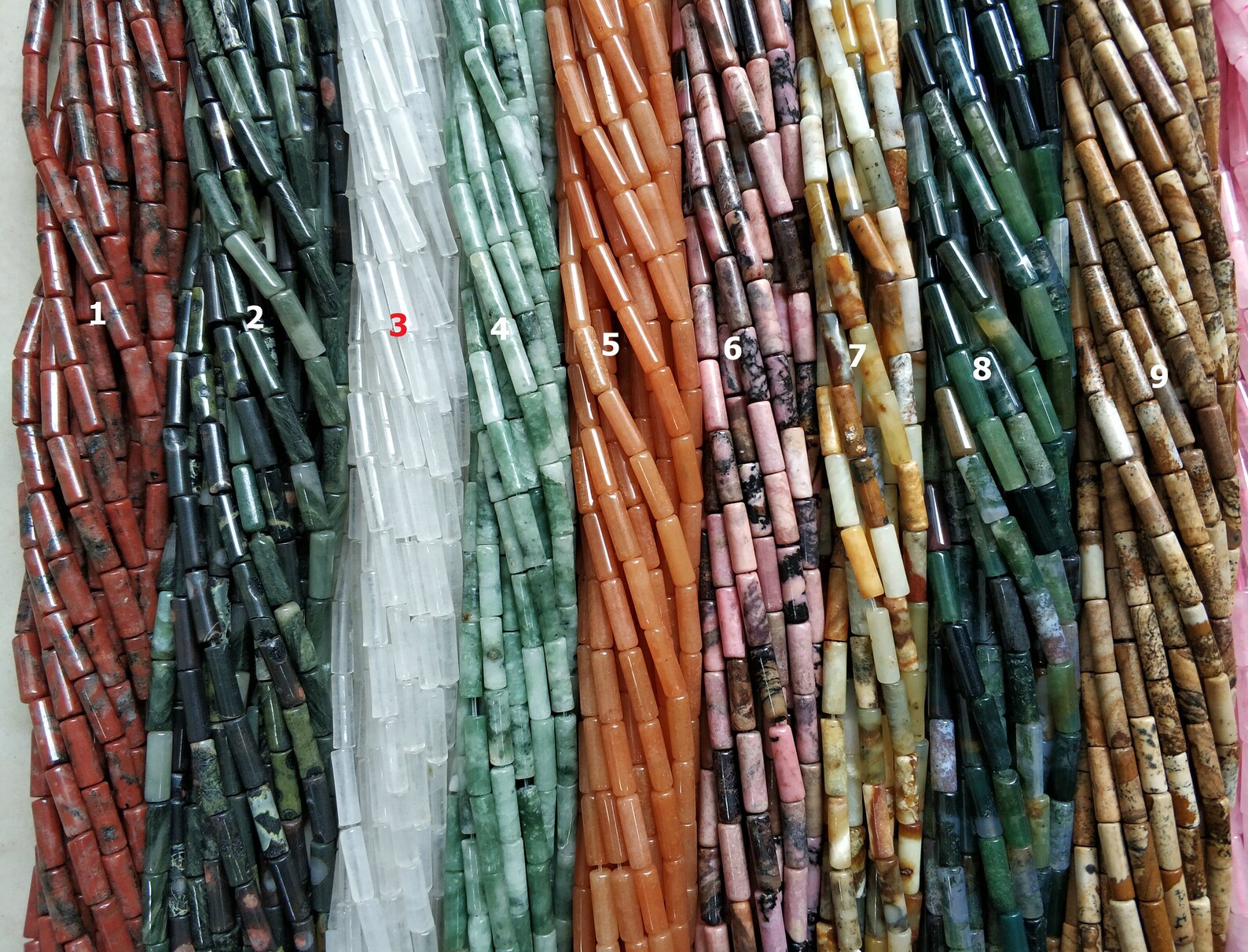 30cs/str- 4x13mm Stone Tube Beads,strawberry,pink Aventurine,amazonite ...