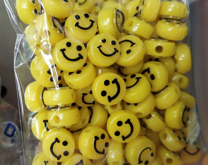 200pcs of 6x10mm Acrylic Colorful Smiley Face Beads,rainbow Multi Color ...