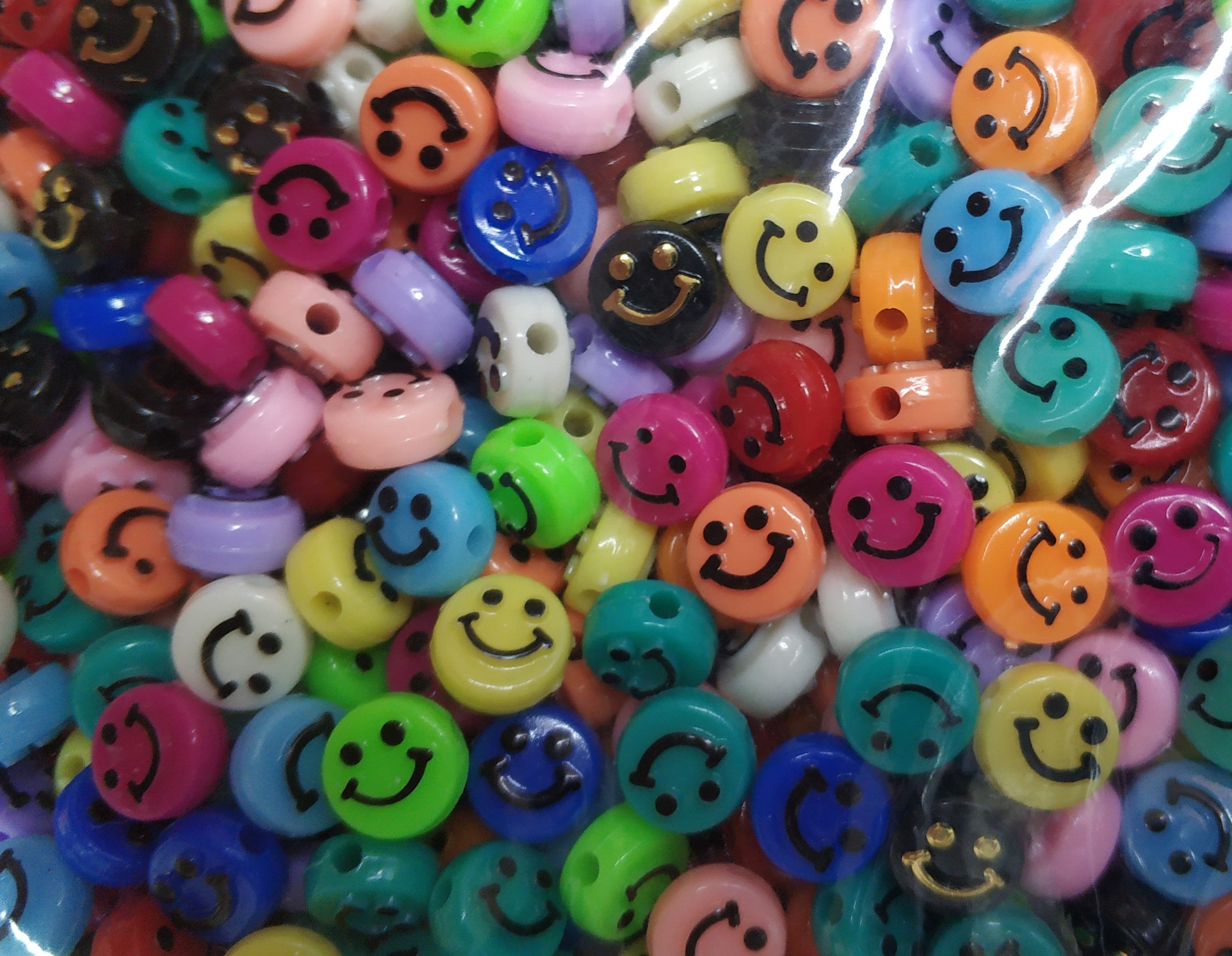 200pcs of 6x10mm Acrylic Colorful Smiley Face Beadsrainbow - Etsy