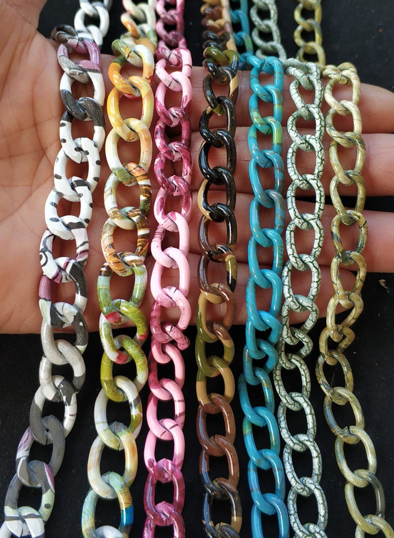 Cadena de aluminio de 3 pies, anillos ovalados planos, anillos abiertos ...