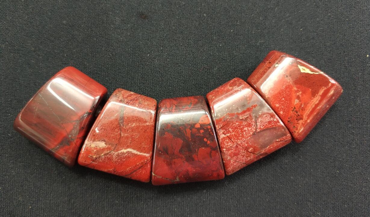 5pcs/lot- 7mm Big Hole- Trapezoid Beads 13x(13-22)x28mm-red Jasper ...