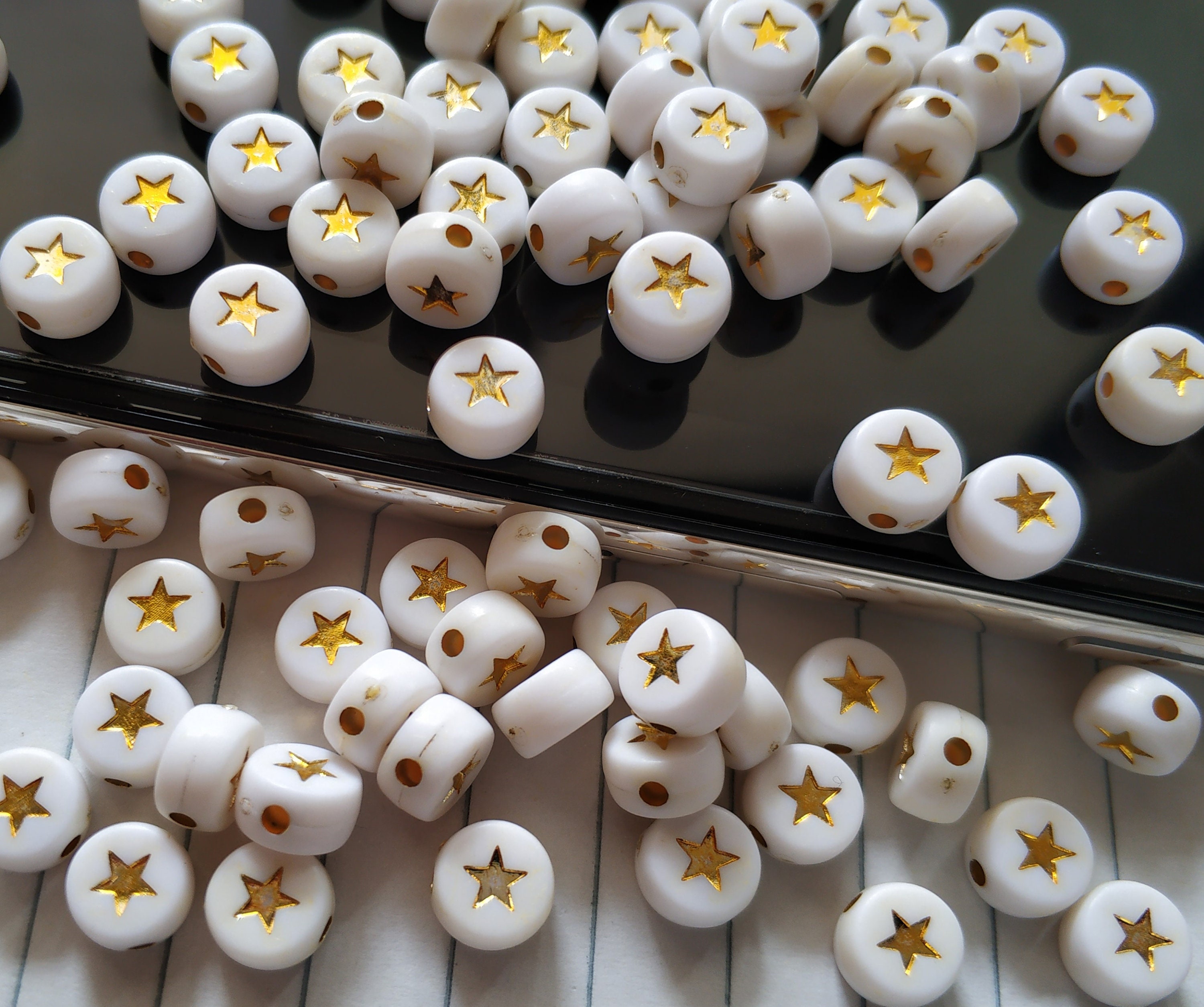 200pcs of 7mm White Acrylic Star Beadsrainbow Star Beadsgold - Etsy