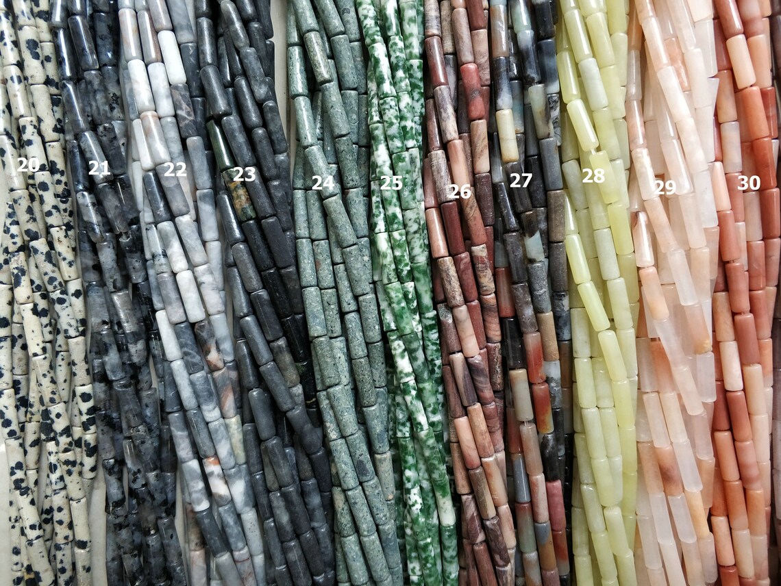 30cs/str- 4x13mm Stone Tube Beads,strawberry,pink Aventurine,amazonite ...