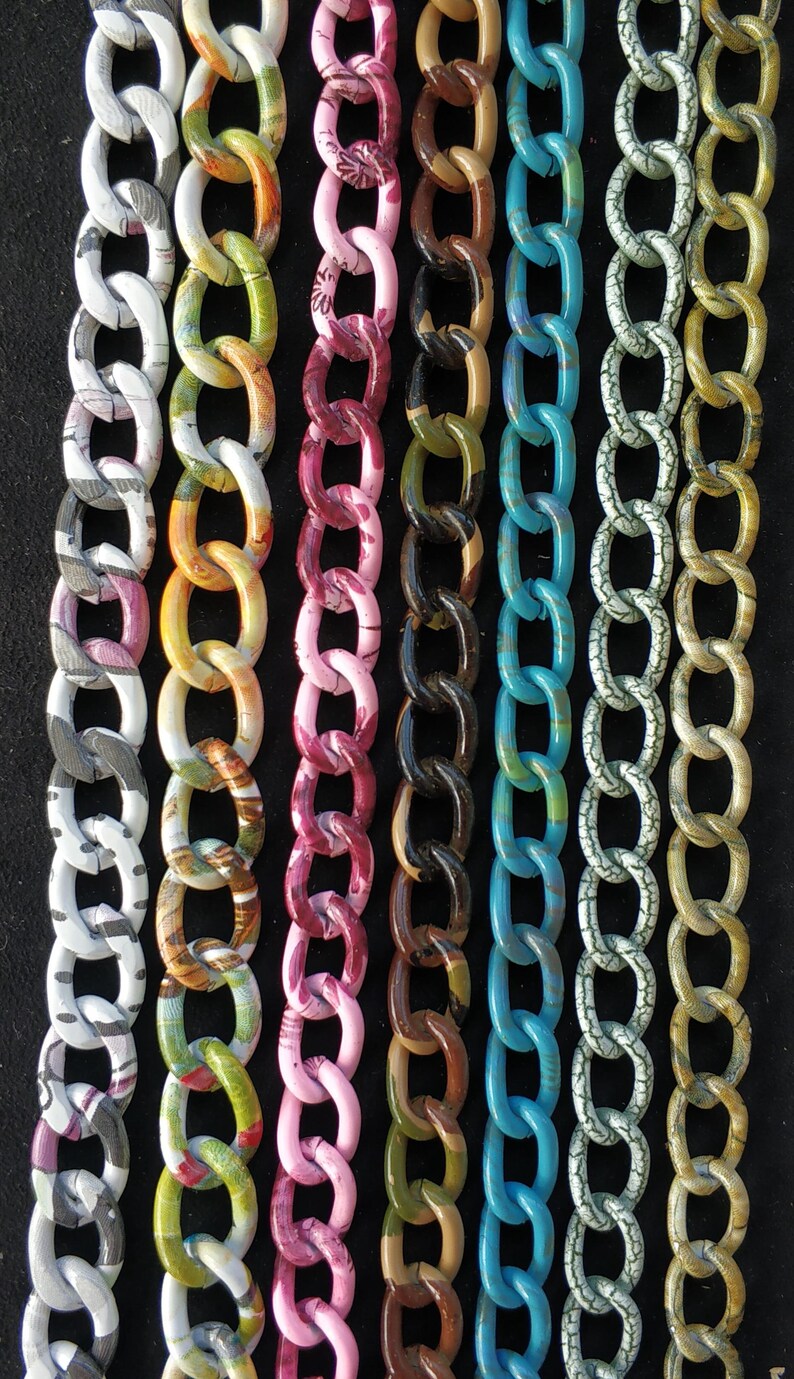 Cadena de aluminio de 3 pies, anillos ovalados planos, anillos abiertos ...