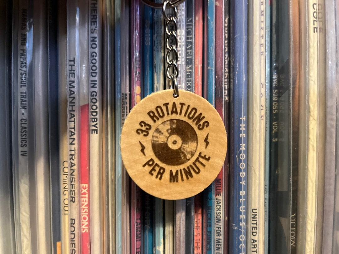 33 Rotations per Minute Throwback Logo Wooden Keychain - Etsy
