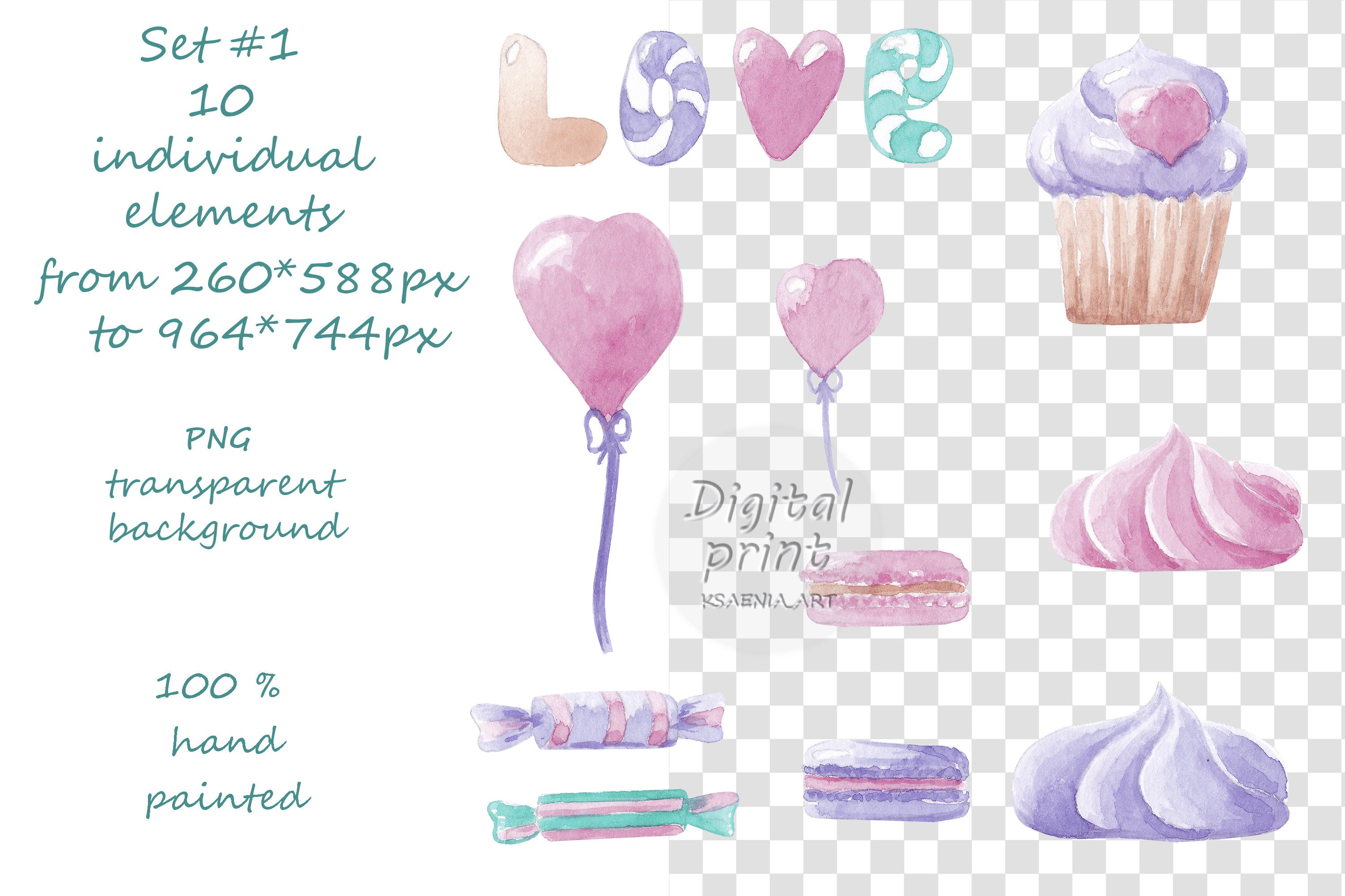 Watercolor Valentine's Day Clipart Pastel Balloons - Etsy