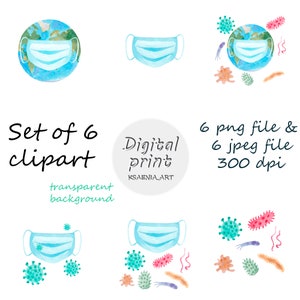 Set of 6 Medical Watercolor Clipart Hand Painted Artwork of | Etsy