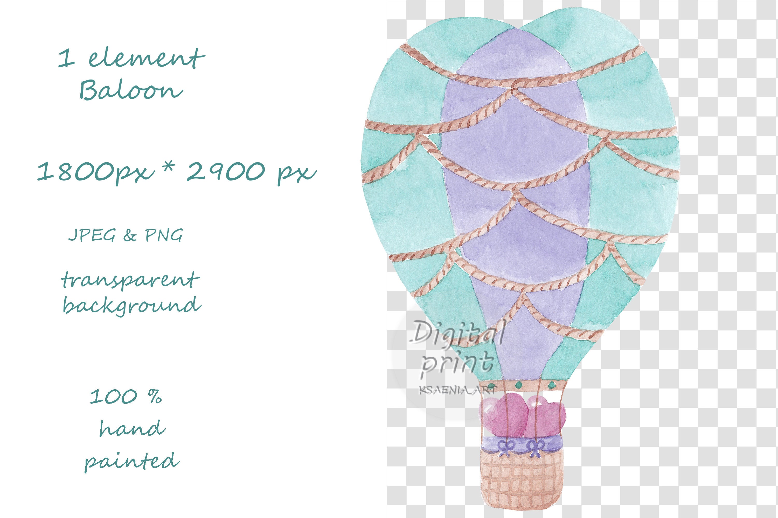 Watercolor Valentine's Day Clipart Pastel Balloons - Etsy