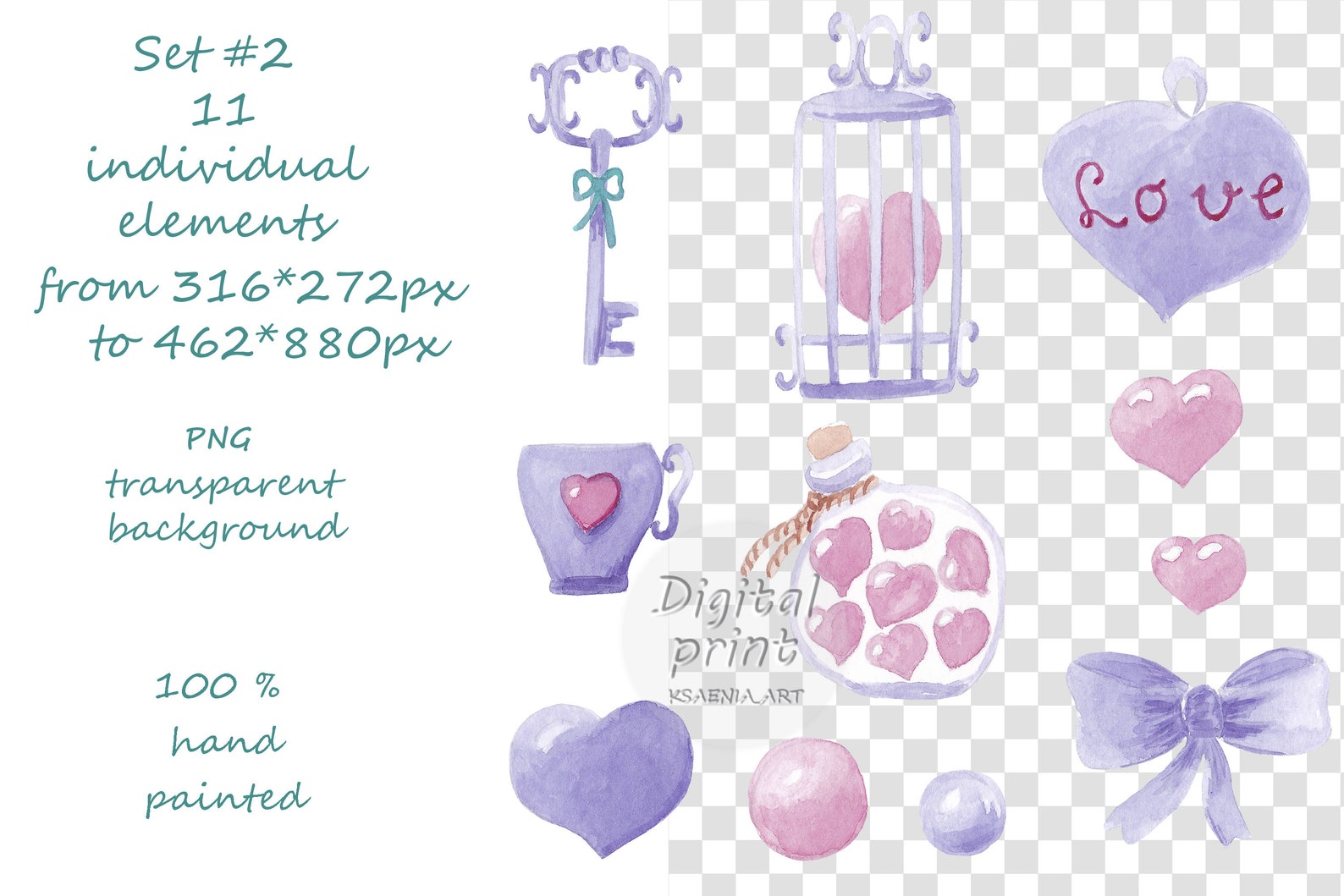 Watercolor Valentine's Day Clipart Pastel Balloons - Etsy