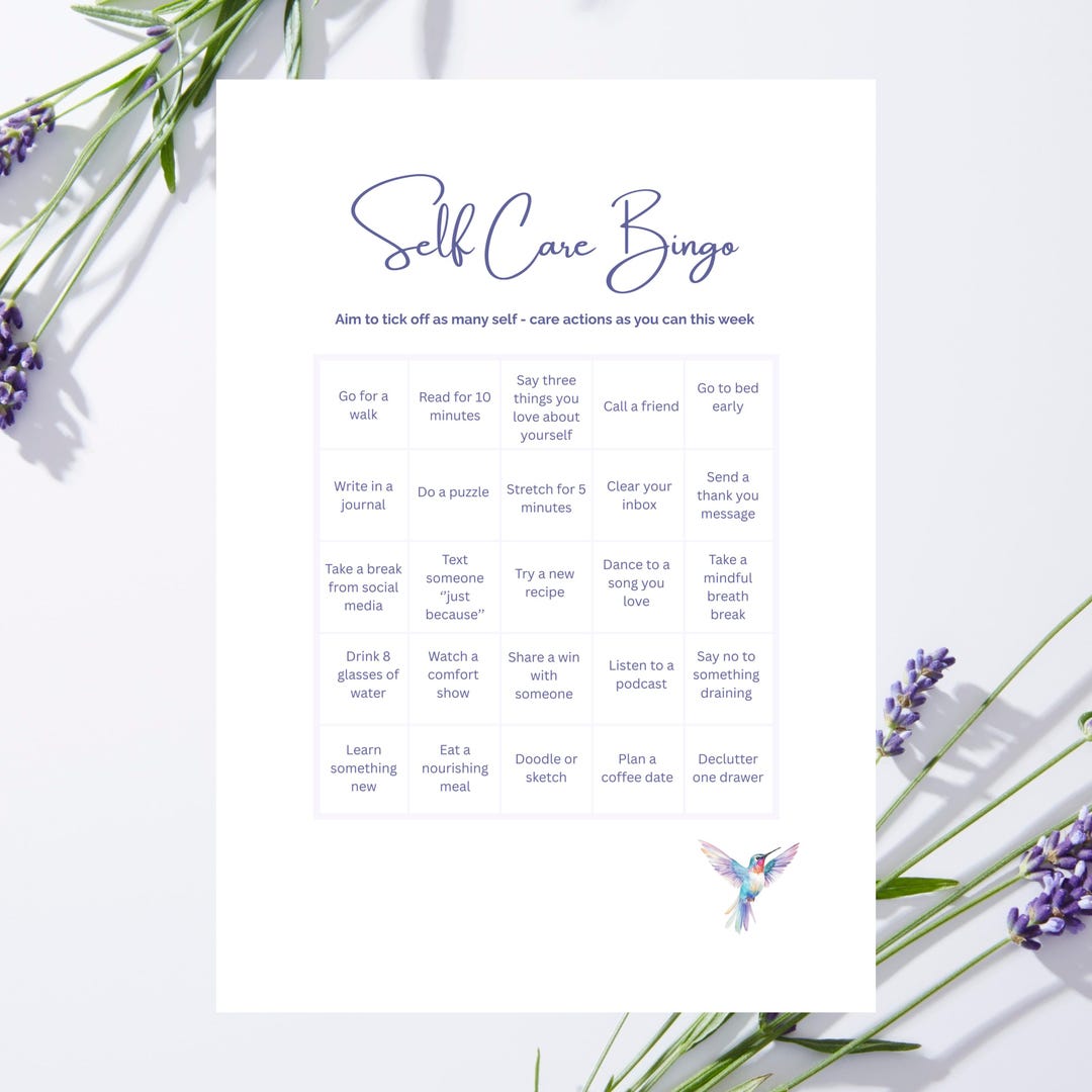 Self Care Bingo Printable | Mental Health Planner | Wellness Challenge ...