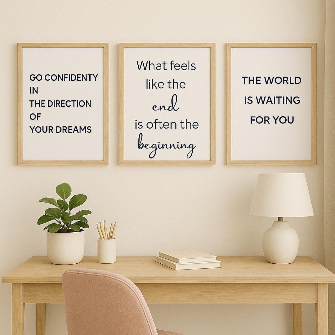 Graduation Wall Art Bundle in Navy | Set of 3 Printable Quotes | Modern ...