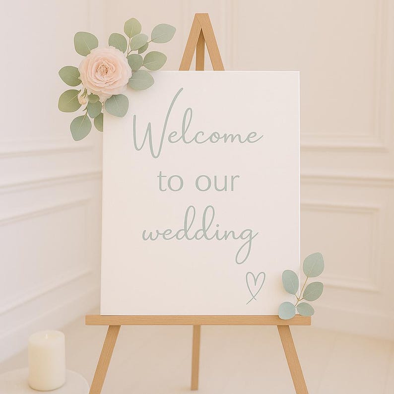 Minimalist Wedding Welcome Sign: Sage Green Script (digital Download A1/A2 PDF) - Etsy