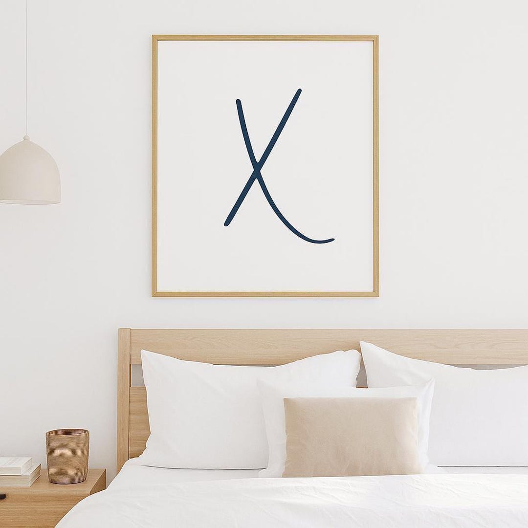 Navy Blue Letter X Alphabet Poster | Minimalist Nursery Decor | Digital ...
