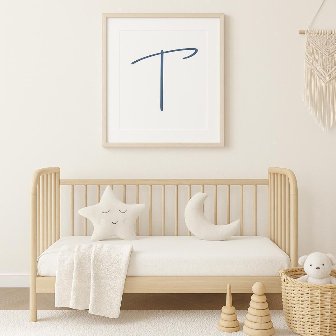 Navy Blue Letter T Printable Poster | Nursery Alphabet Art | Instant ...
