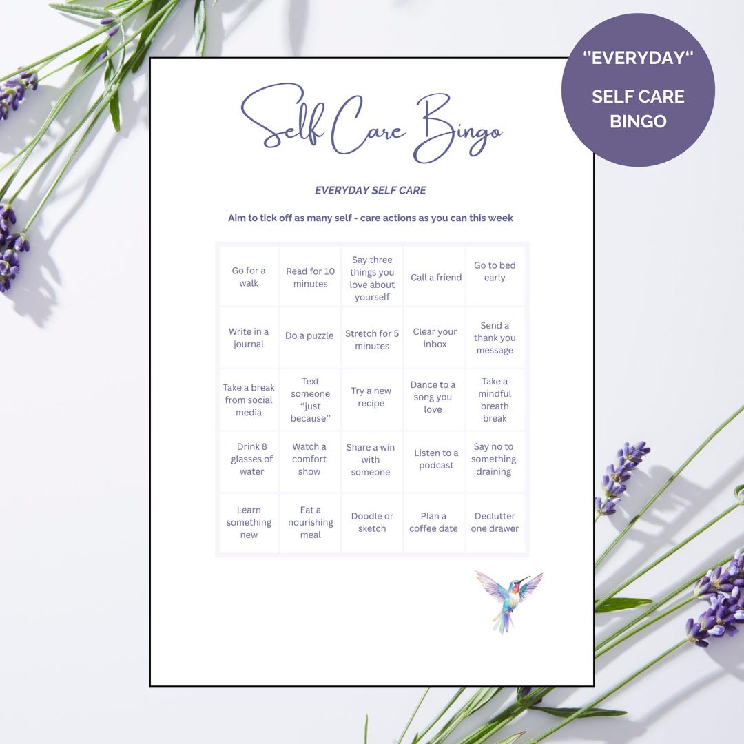 Everyday Self Care Bingo Printable | Mental Health Planner | Wellness ...