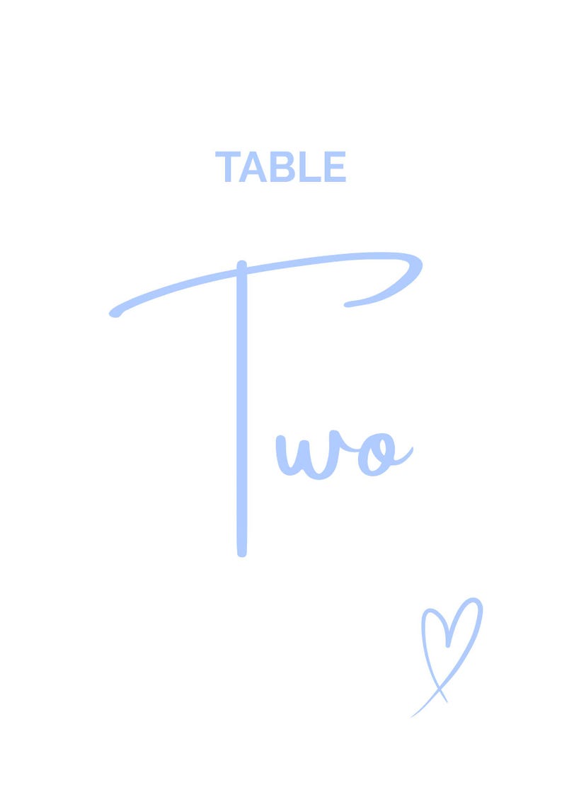 Printable Wedding Table Numbers 1-20 | Powder Blue Table Number Sign ...