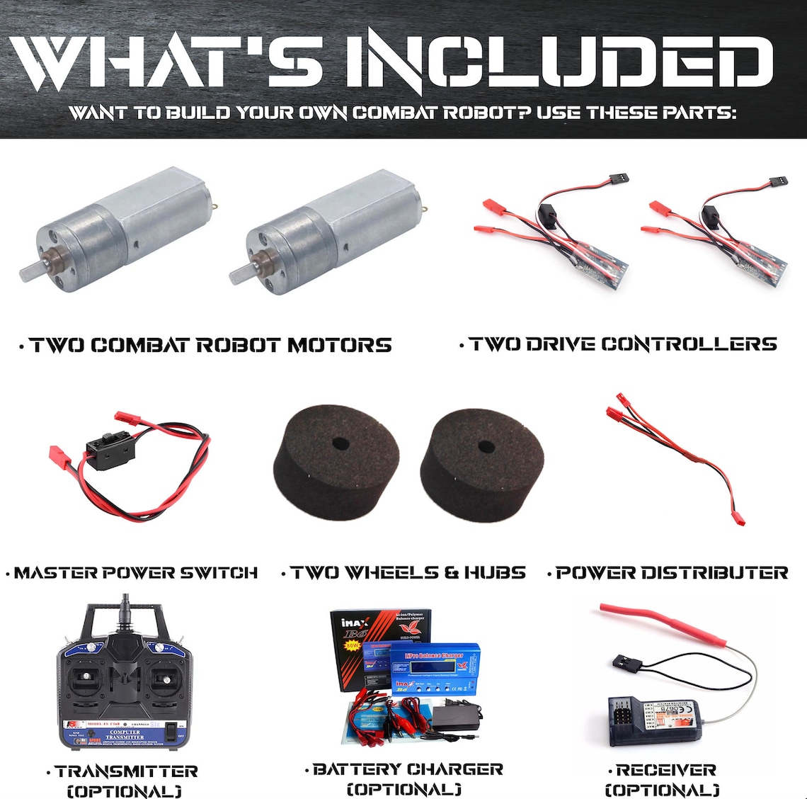 Antweight Combat Robot Starter Kit: Battle Robot Kit L Parts for a 1lb ...