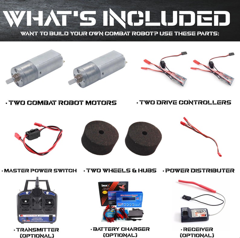 Antweight Combat Robot Starter Kit: Battle Robot Kit L Parts for a 1lb ...