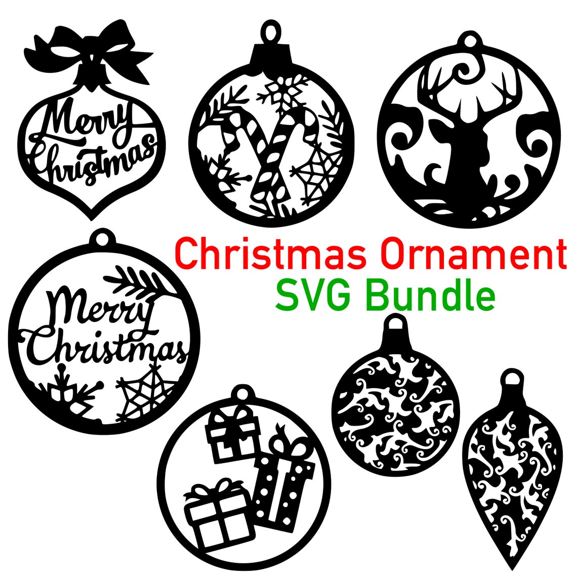 Christmas Ornament SVG File Bundle - Etsy