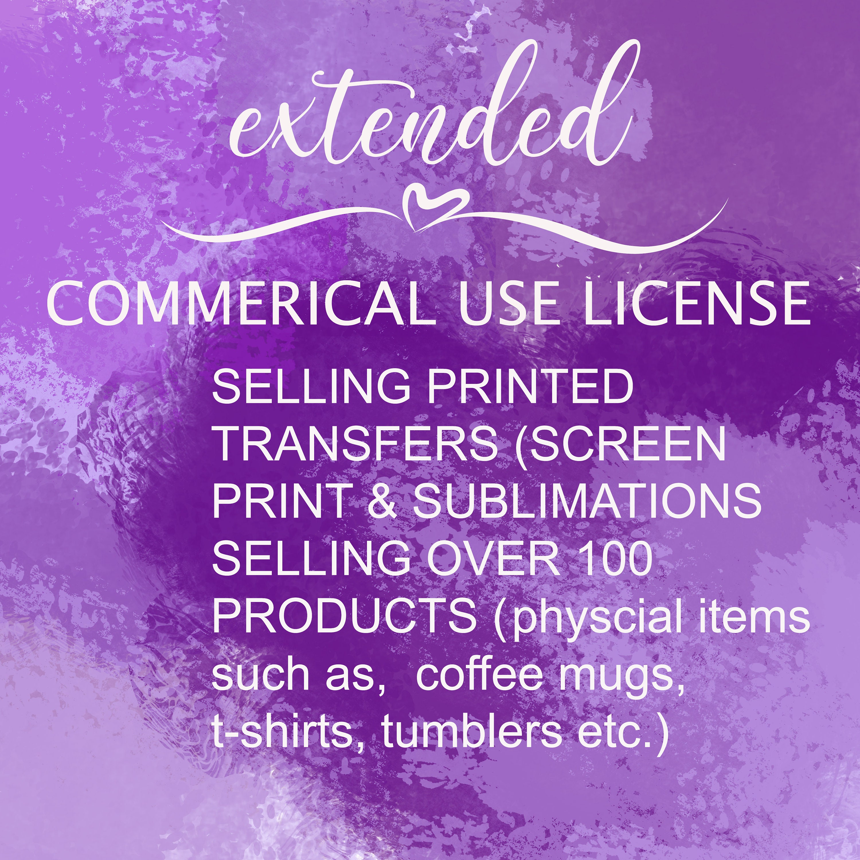 Commercial Use Printed Transfers & Screenprints Extended License Paper ...