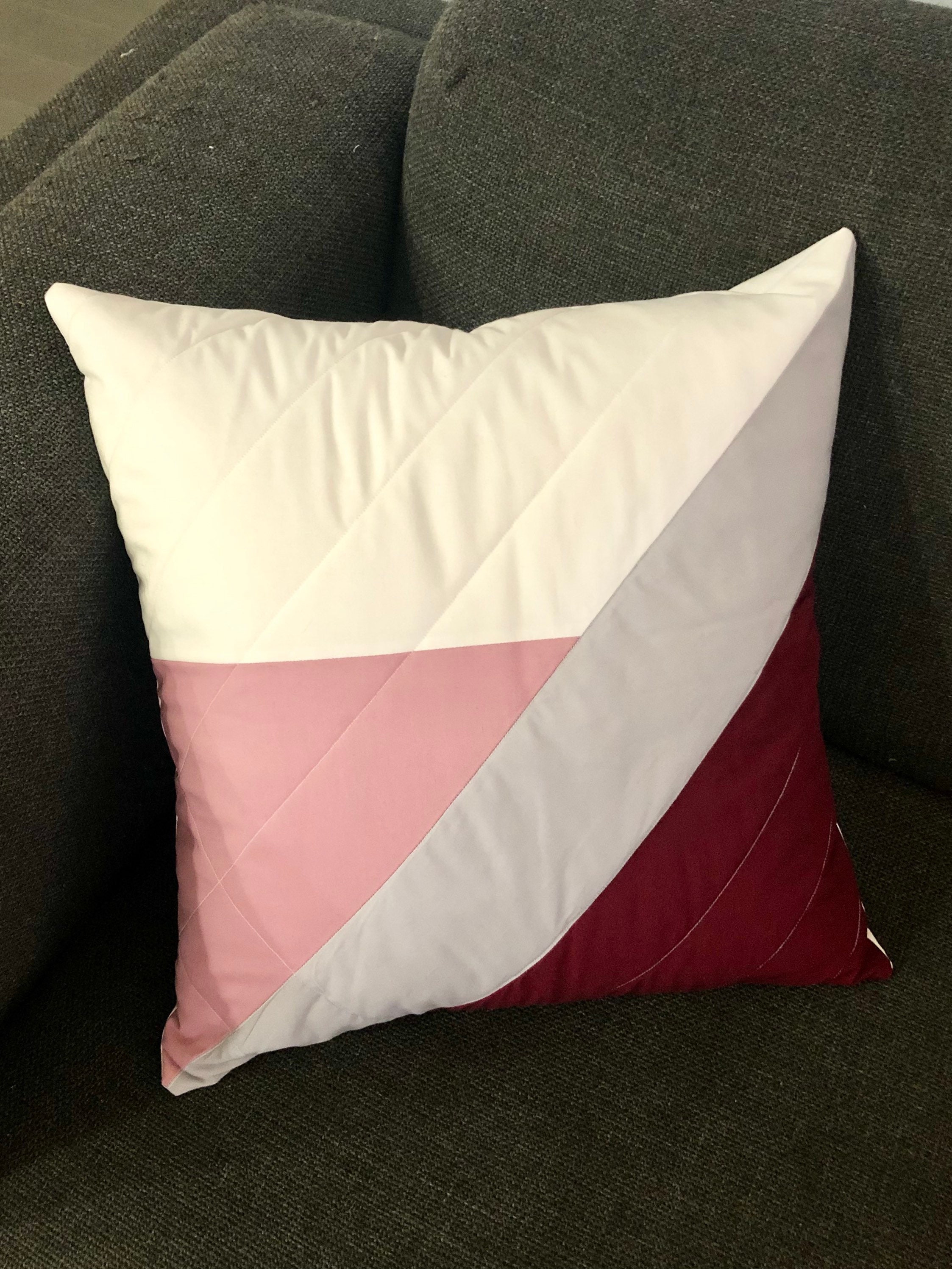 Modern Magenta / Wine Colour / Colour Block Quilted Throw Pillow Add a ...