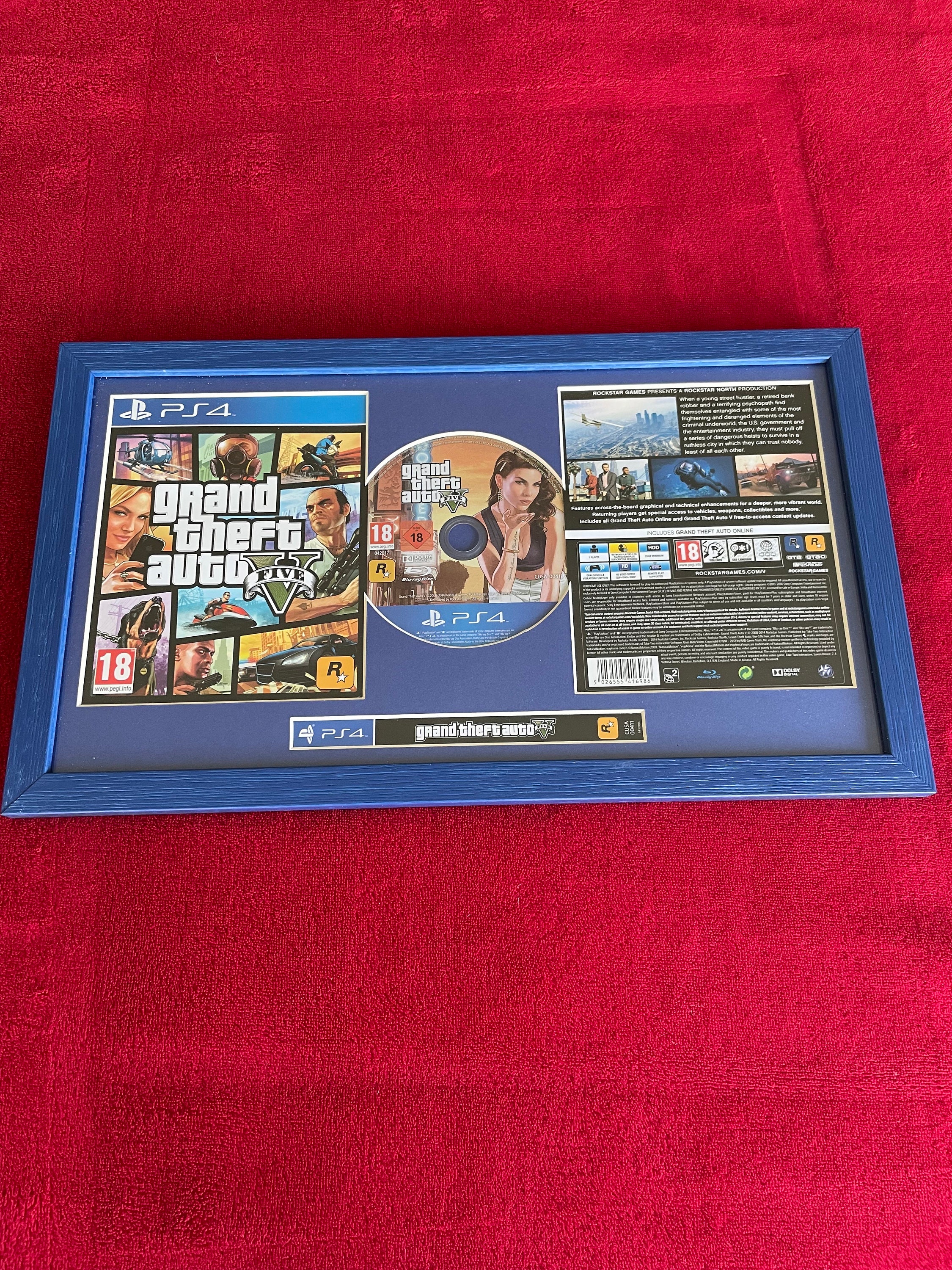 Grand Theft Auto 5 Framed Playstation PS4 Disk Spine Insert Front and Back Covers video Game Art Etsy