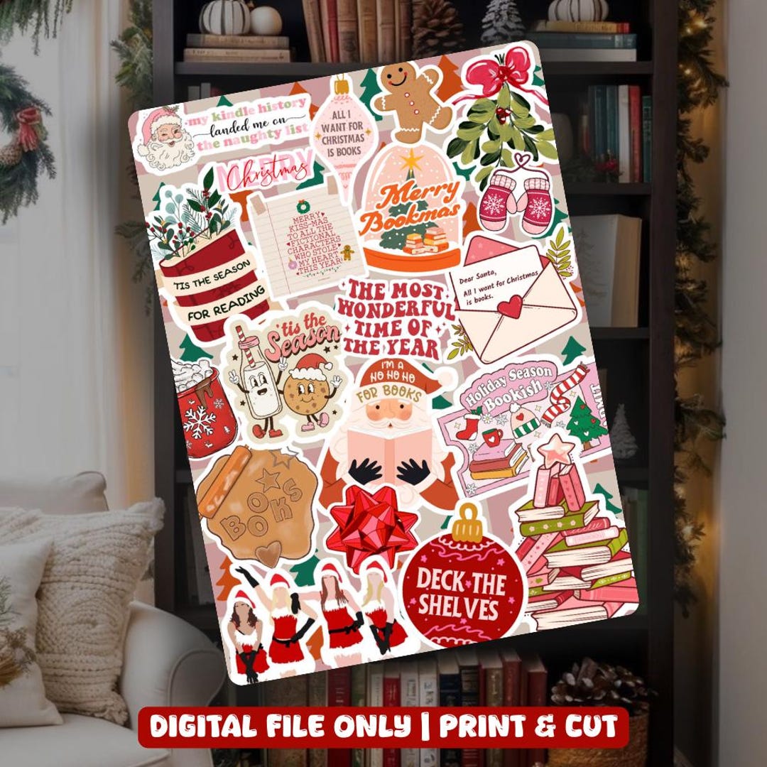 Merry Bookmas Kindle Insert: Christmas Ereader Design (digital Download ...