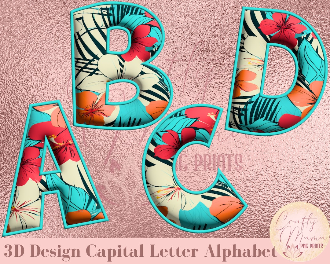 Tropical Floral Alphabet Png Files Flower Doodle Alphabet - Etsy