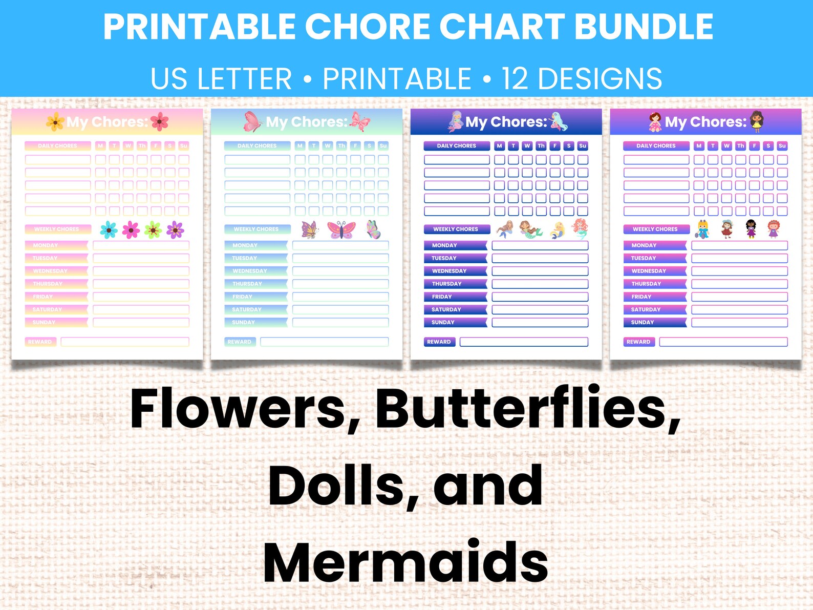 Kids Chore Chart Routine Chart Behavior Chart Weekly Chores Pdf Instant ...