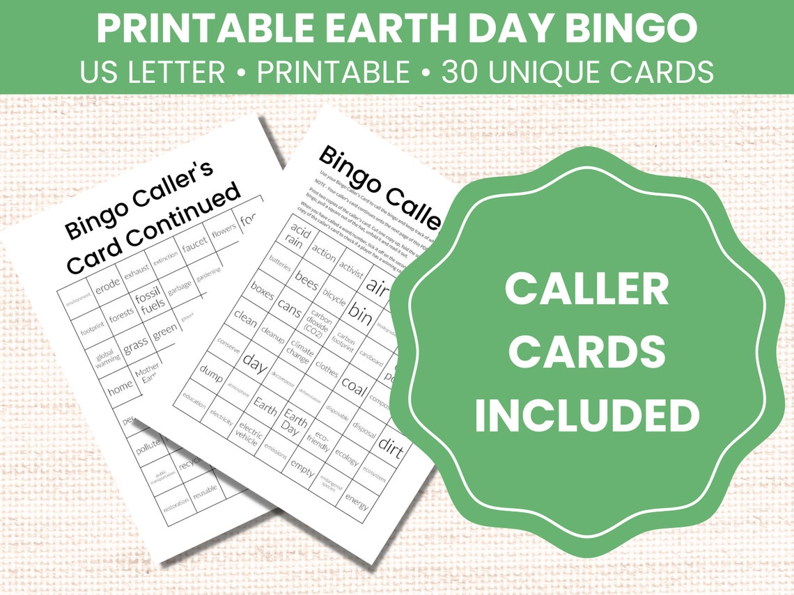 Printable Earth Day Bingo Game 30 Cards Fun and Engaging - Etsy