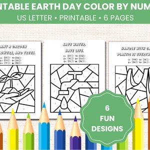 Printable Earth Day Color by Number Pages | Coloring Activity for Kids ...