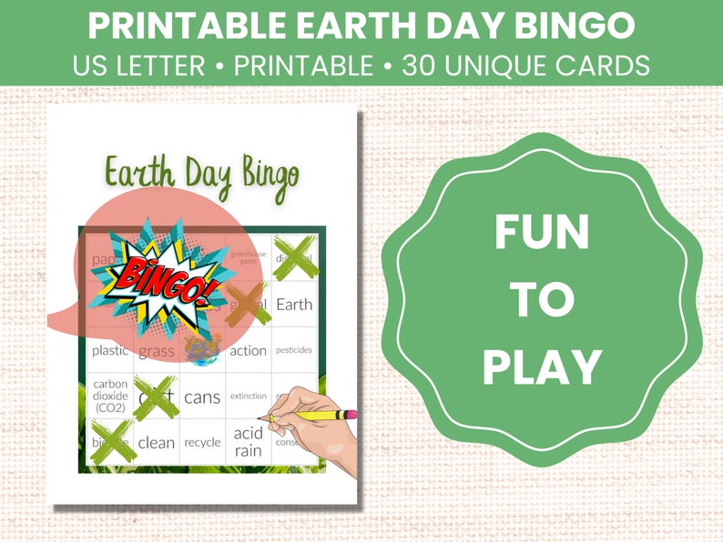Printable Earth Day Bingo Game 30 Cards Fun and Engaging - Etsy