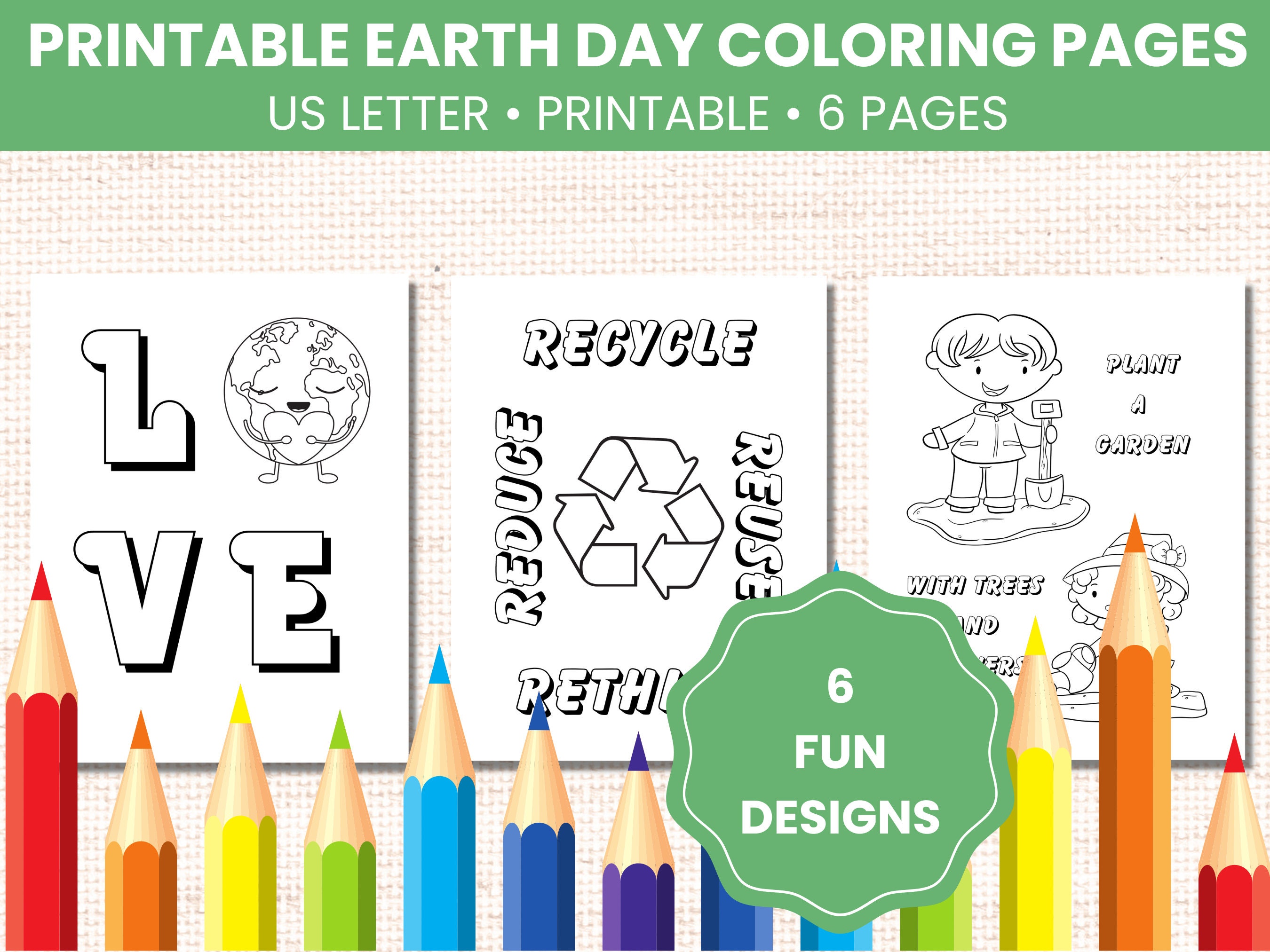 Printable Earth Day Coloring Pages | Coloring Activity for Kids - Etsy