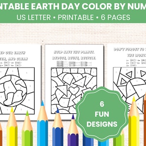 Printable Earth Day Color by Number Pages | Coloring Activity for Kids ...