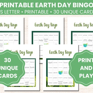 Printable Earth Day Bingo Game 30 Cards Fun and Engaging - Etsy