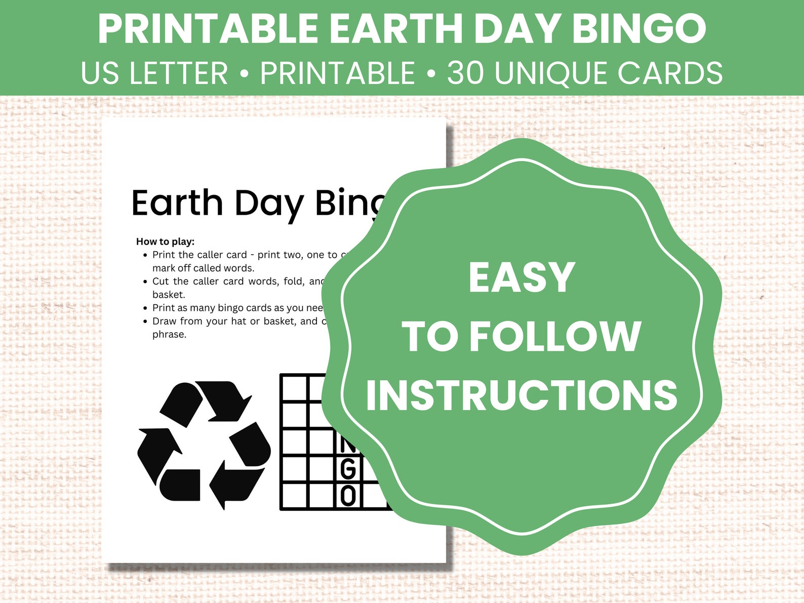 Printable Earth Day Bingo Game 30 Cards Fun and Engaging - Etsy