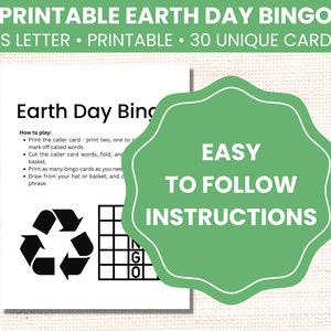 Printable Earth Day Bingo Game 30 Cards Fun and Engaging - Etsy
